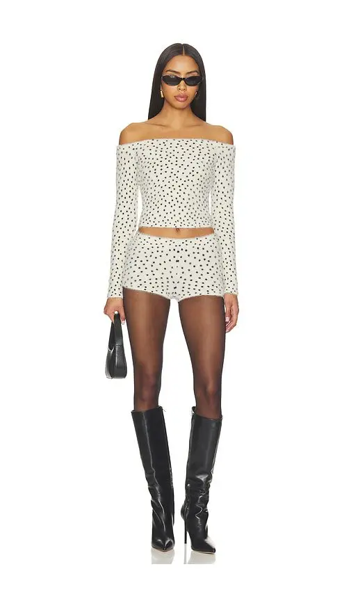 Majorelle Shary Off The Shoulder Leopard Top In White
