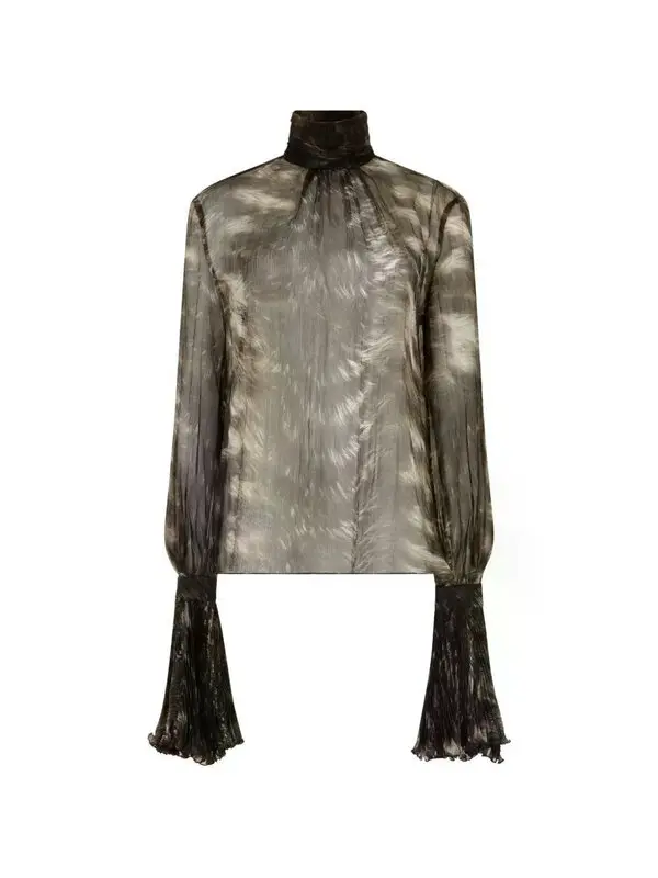 Roberto Cavalli Mock-neck Long-sleeve Blouse