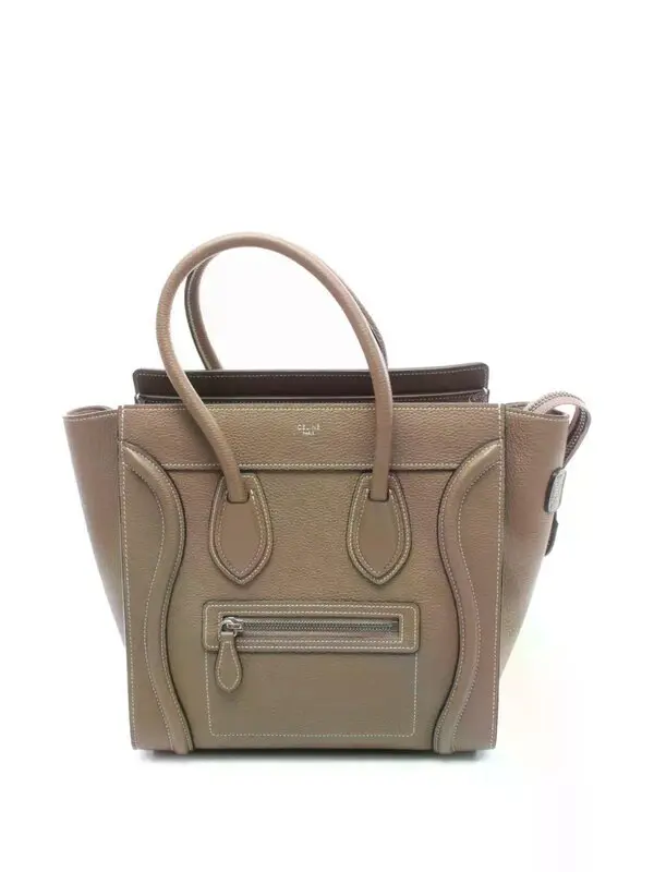 Celine 2010-2026 Micro Leather Luggage Tote Bag - Neutrals