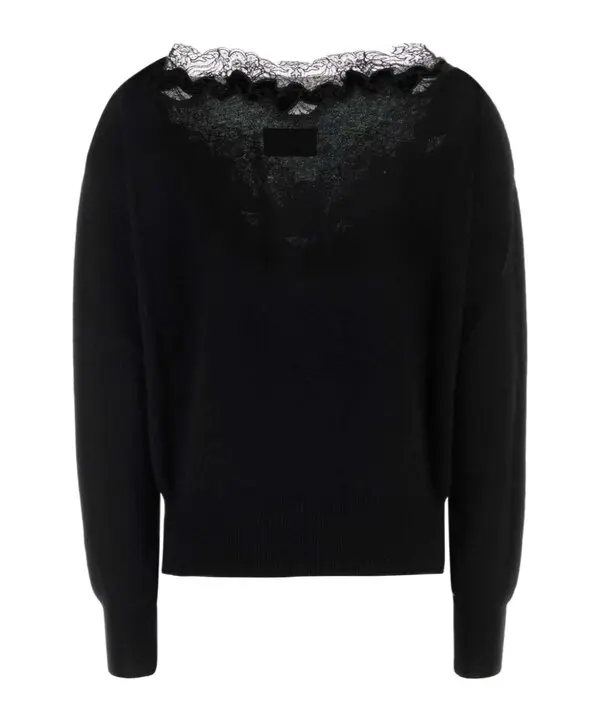Ermanno Scervino Lace-trim V-neck Knitted Sweater
