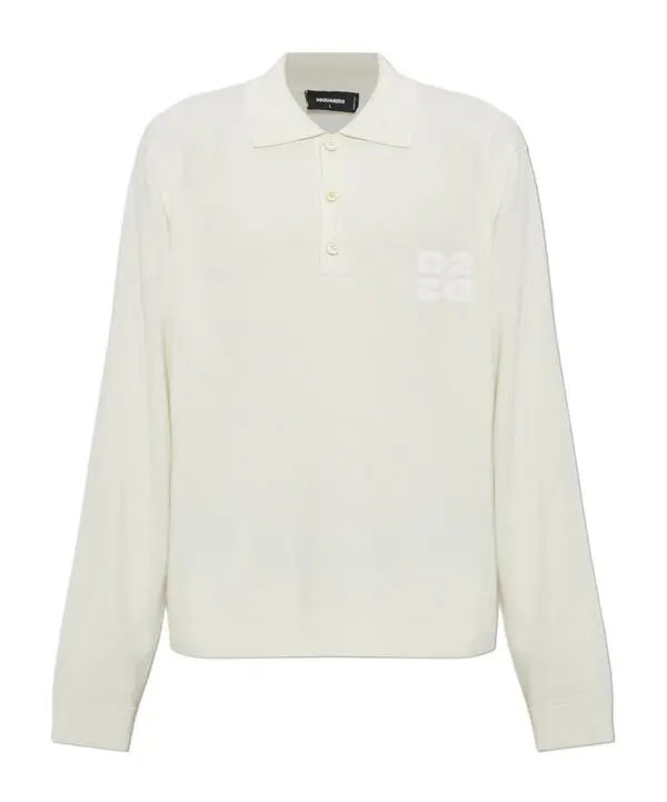 Dsquared2 Logo Long Sleeve Knitted Polo Top