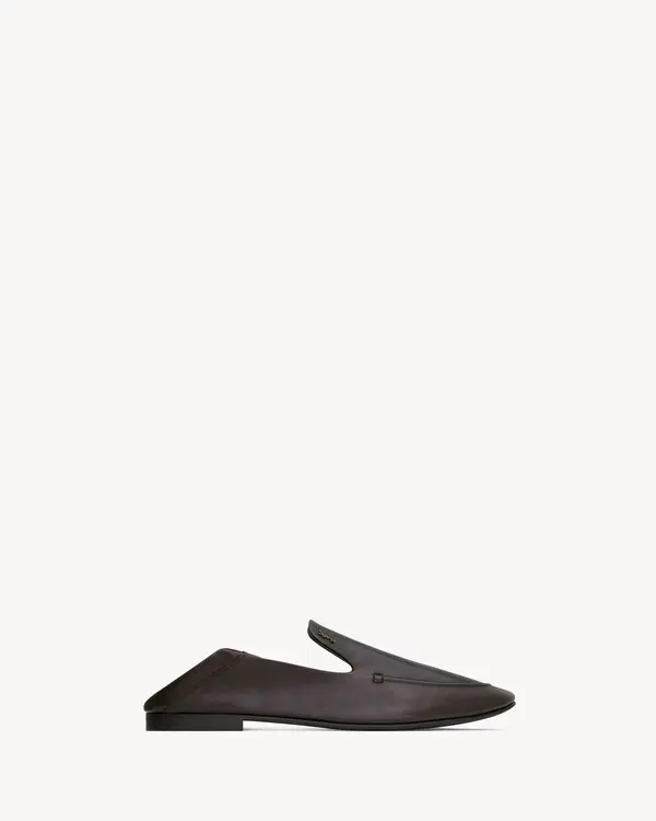 Saint Laurent Logo Plaque Loafers - Brown
