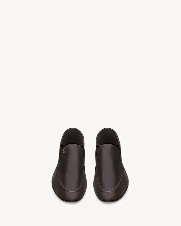 Saint Laurent Logo Plaque Loafers - Brown
