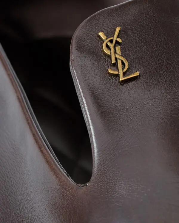 Saint Laurent Logo Plaque Loafers - Brown