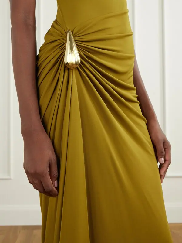 Bottega Veneta Gathered Embellished Maxi Dress