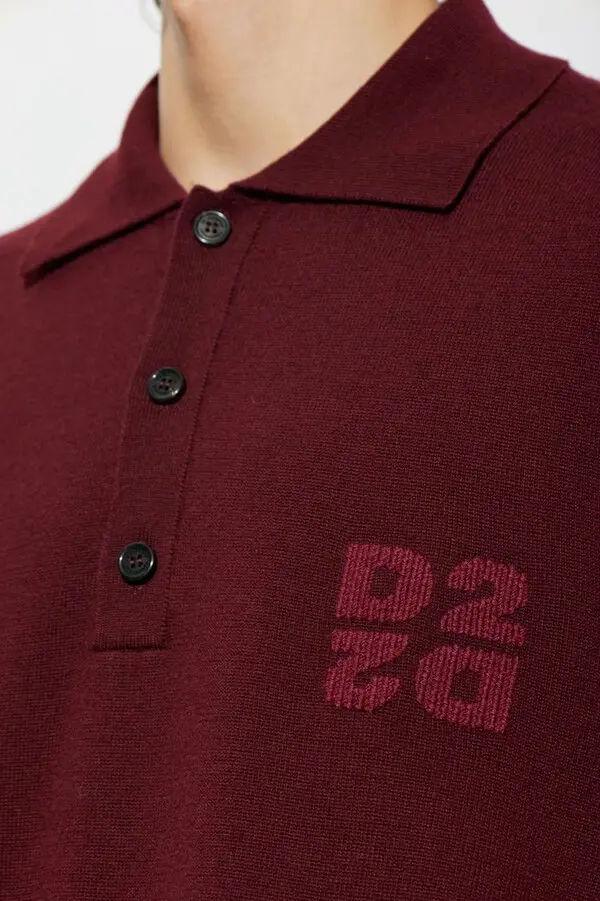 Dsquared2 Logo Long Sleeve Knitted Polo Top