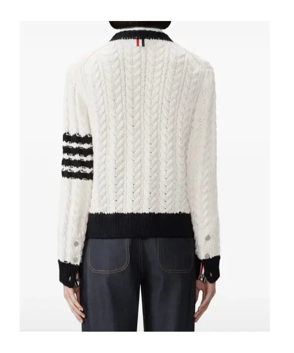 Thom Browne Merino-wool 4-bar Aran-cable Cardigan