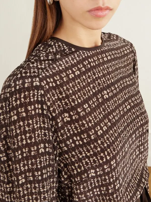 SIR. Astrid Wrap-effect Printed Crepe Mini Dress - Brown
