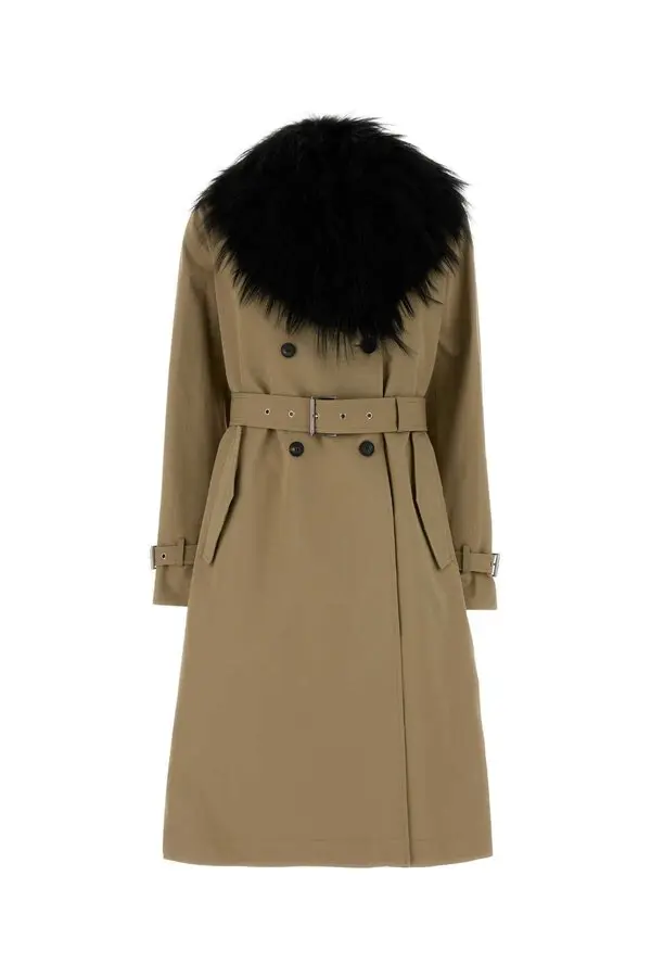Fendi Beige Cotton Trench Coat - Brown