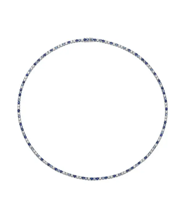 Stephanie Gottlieb Alternating Sapphire And Diamond Tennis Necklace - Blue
