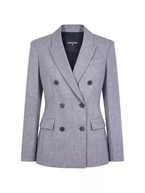 Patrizia Pepe Double-breasted Stretch-canvas Jacket - Grey