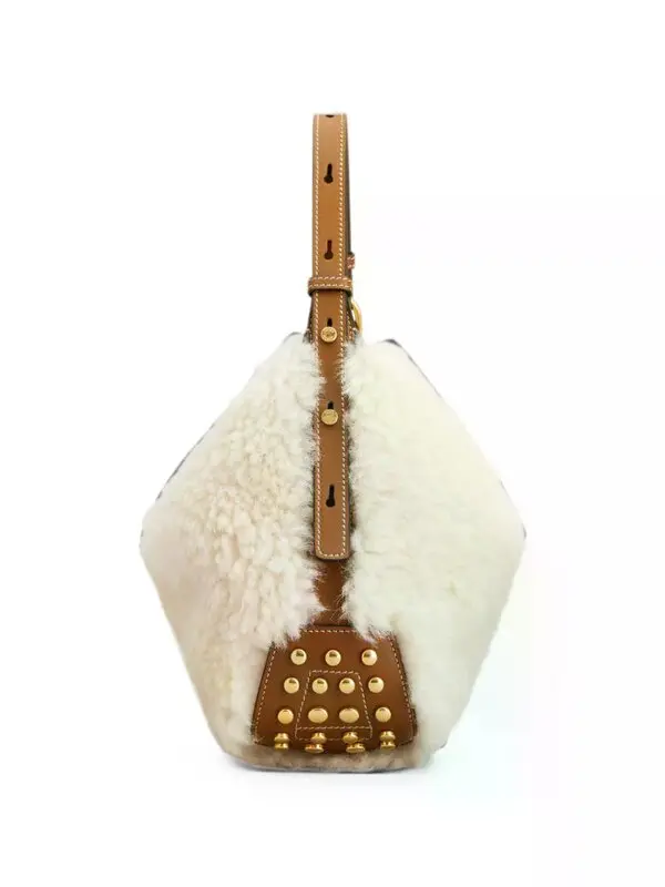 TOD'S Stud-embellished Shearling Shoulder Bag