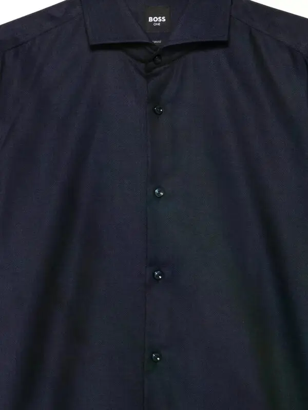 BOSS Herringbone-weave Slim-fit Shirt