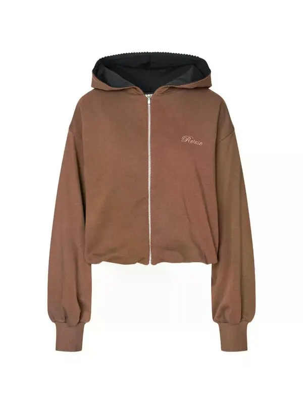 ROTATE BY BIRGER CHRISTENSEN Logo-embroidered Zip-up Hoodie - Brown