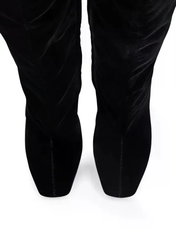 Balmain Wedge Boots In Velvet - Black
