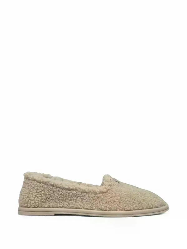 Casadei Peak Logo-plaque Shearling-texture Loafers - Neutrals