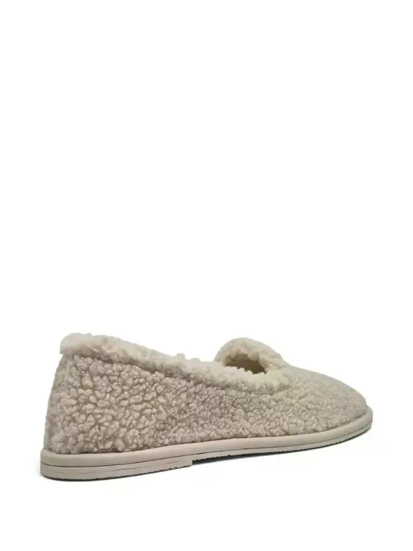 Casadei Peak Logo-plaque Shearling-texture Loafers - Neutrals