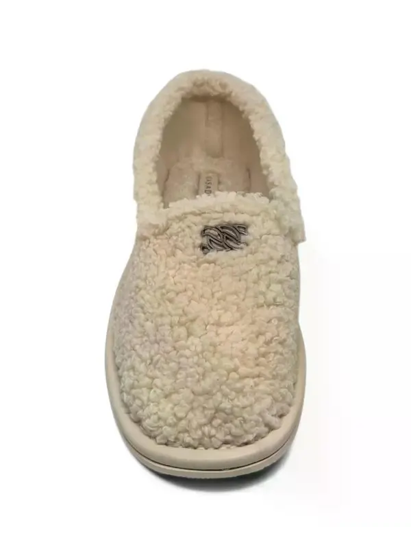 Casadei Peak Logo-plaque Shearling-texture Loafers - Neutrals