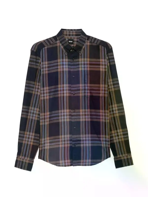 BOSS Check-pattern Button-down Shirt - Blue