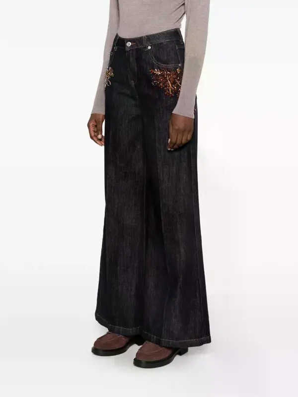 ERMANNO FIRENZE Bead-embellished Palazzo Pants