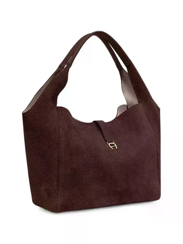 AIGNER Medium Zaira Suede Shoulder Bag - Brown