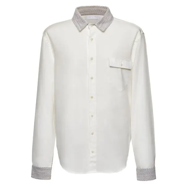 SERRAN LONDON Knit Collar Shirt Silver - Grey/white/silver