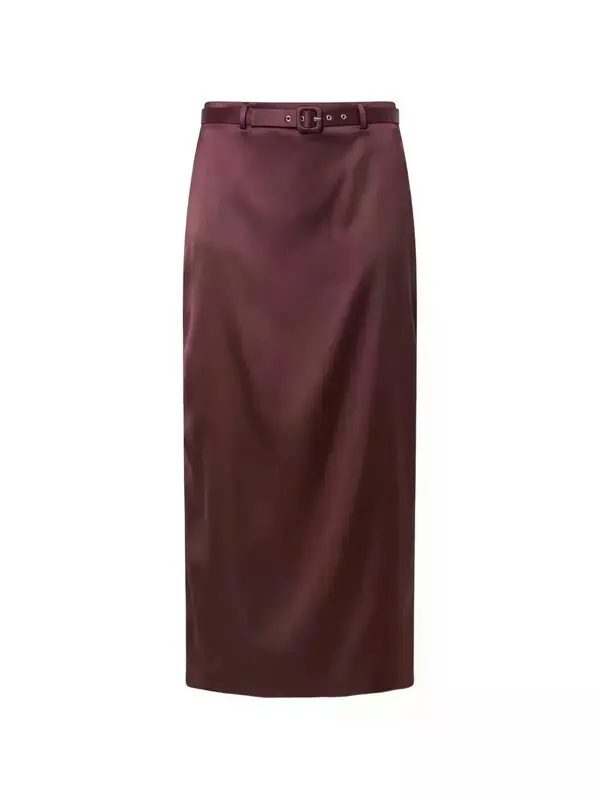 Anna October Aletta Belted Satin Midi Skirt