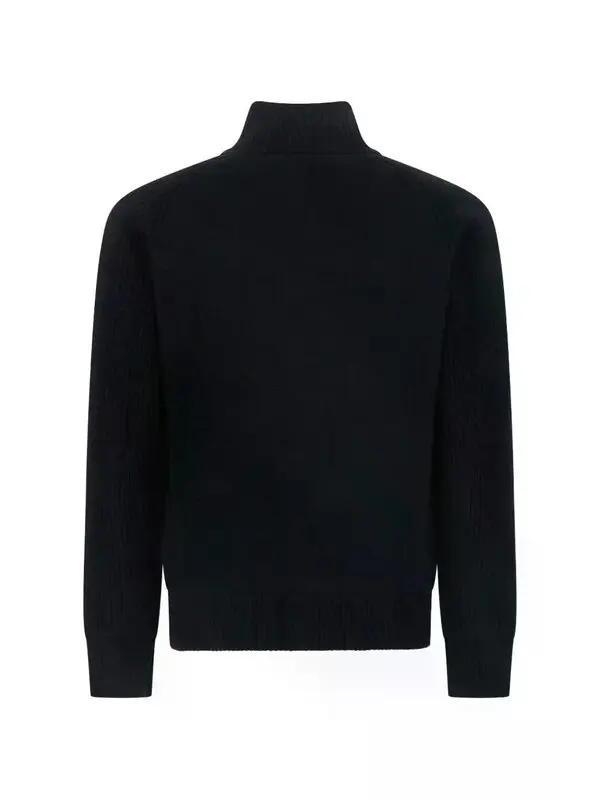KANGRA Zip-up Ribbed-sleeve Cardigan - Black