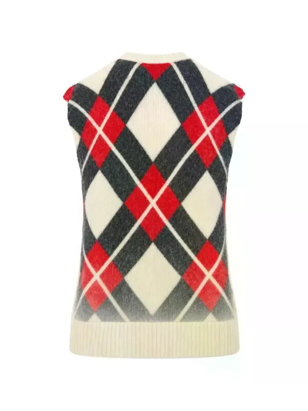 SEMICOUTURE Hailey Argyle-knit Sweater Vest - Neutrals