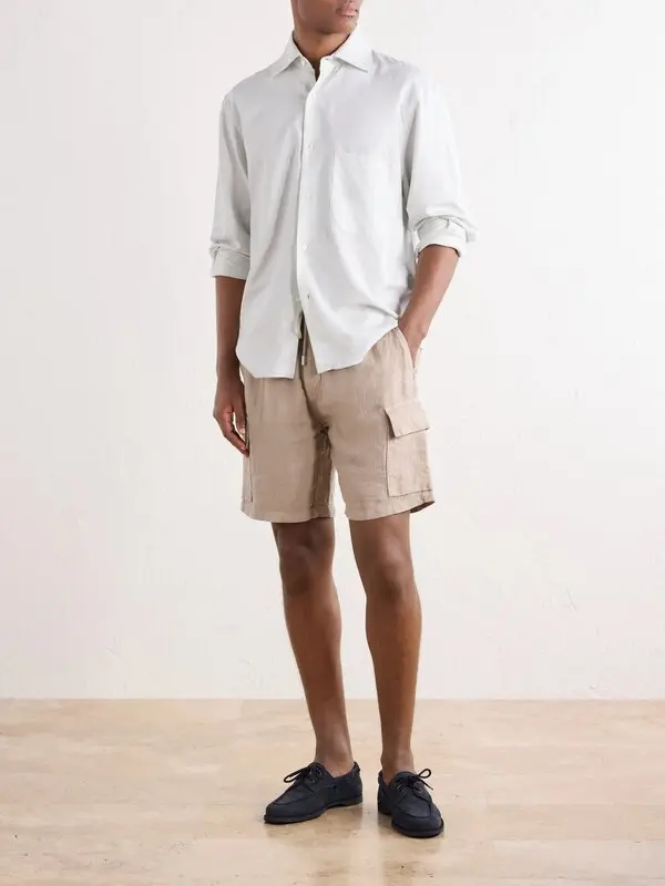 Vilebrequin Baie Straight-leg Linen Drawstring Cargo Shorts