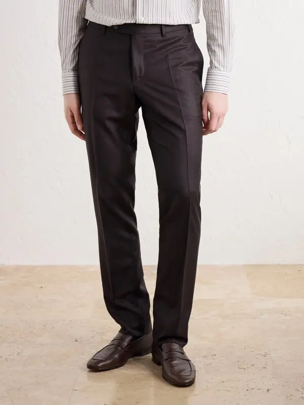 Canali Slim-fit Tapered Wool-flannel Suit Trousers