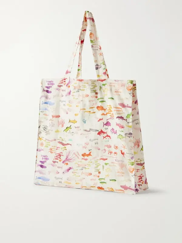 Vilebrequin Fabrice Hyber Babel Printed Linen Canvas Tote Bag - Multi