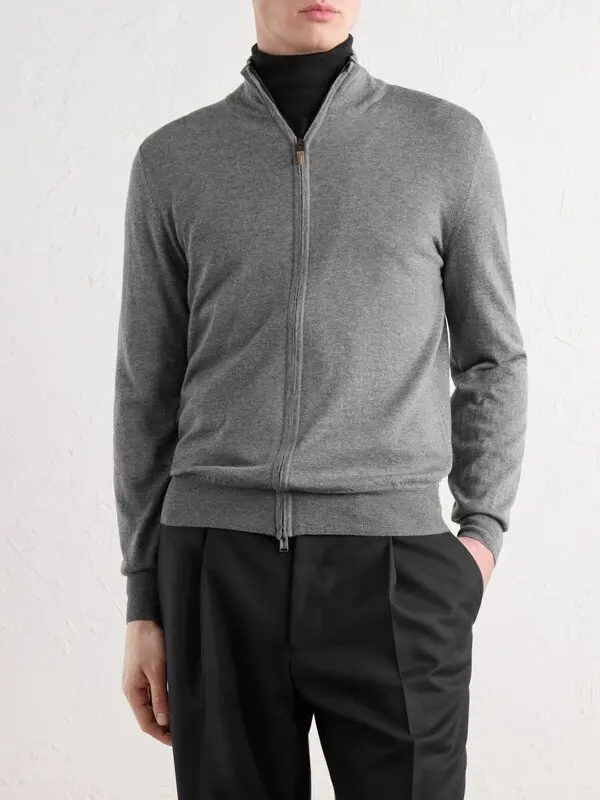 Canali Wool Zip-up Sweater