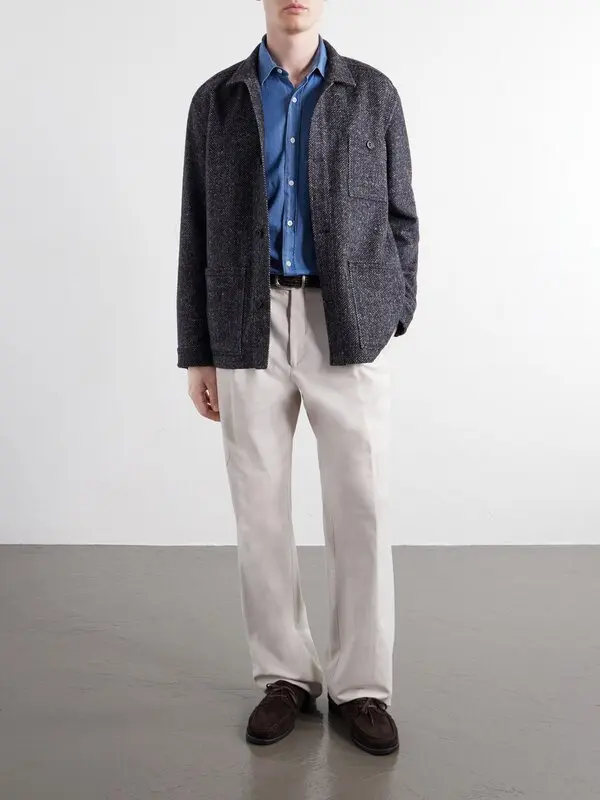 Anderson & Sheppard Herringbone Wool Overshirt