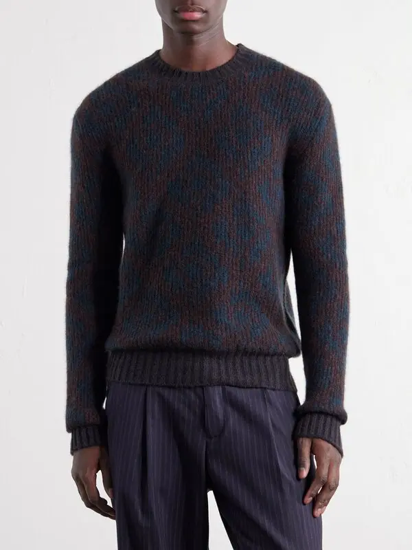 PIACENZA CASHMERE 1733 Intarsia-knit Cashmere-blend Sweater
