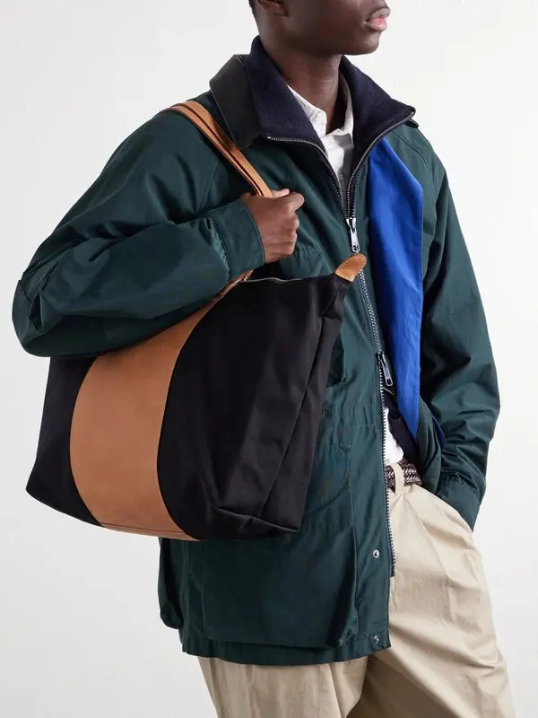 Aimé Leon Dore Logo-embossed Leather-trimmed Canvas Tote