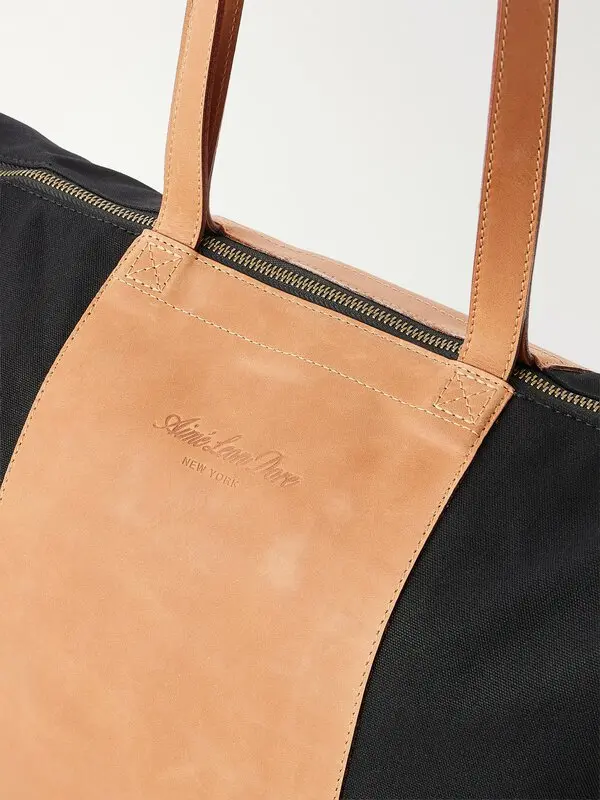 Aimé Leon Dore Logo-embossed Leather-trimmed Canvas Tote