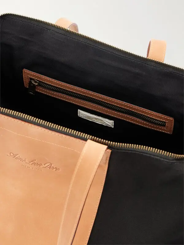 Aimé Leon Dore Logo-embossed Leather-trimmed Canvas Tote