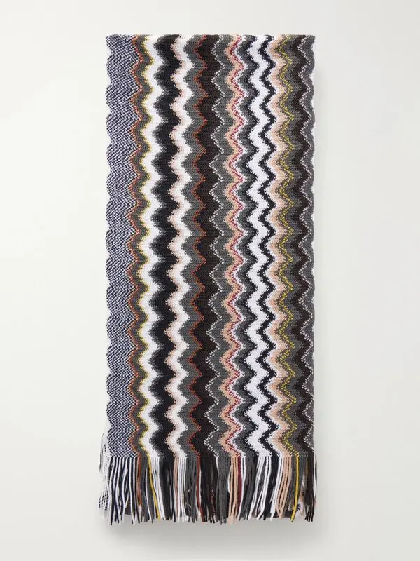 Missoni Striped Crochet-knit Wool-blend Scarf - Multi