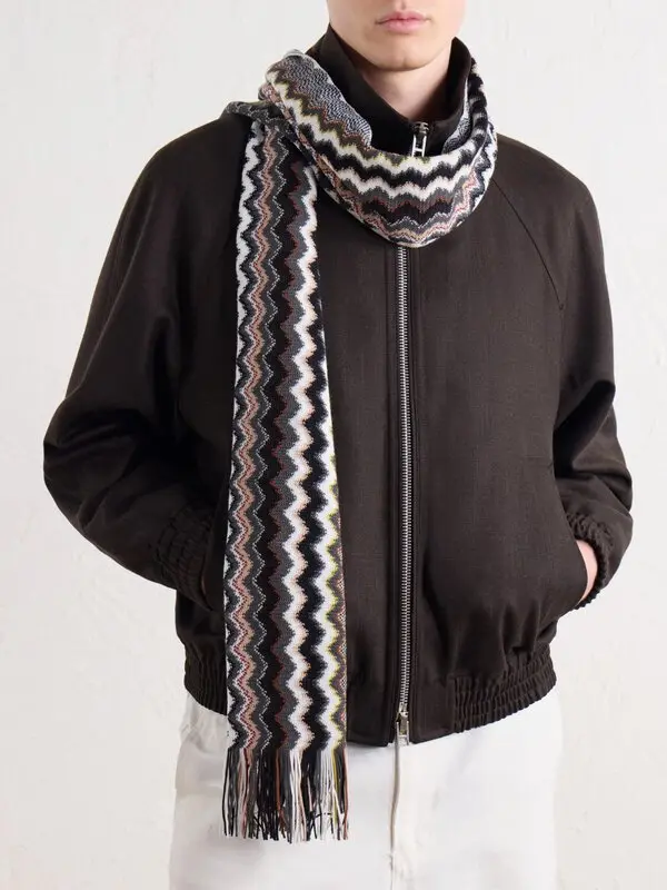 Missoni Striped Crochet-knit Wool-blend Scarf