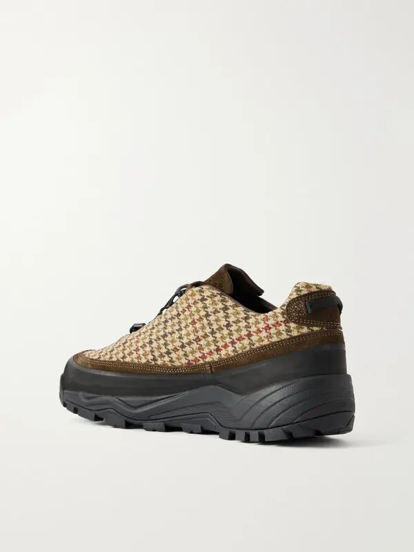 Diemme Rayon Vert Grappa Hiker Suede-trimmed Houndstooth Tweed Sneakers
