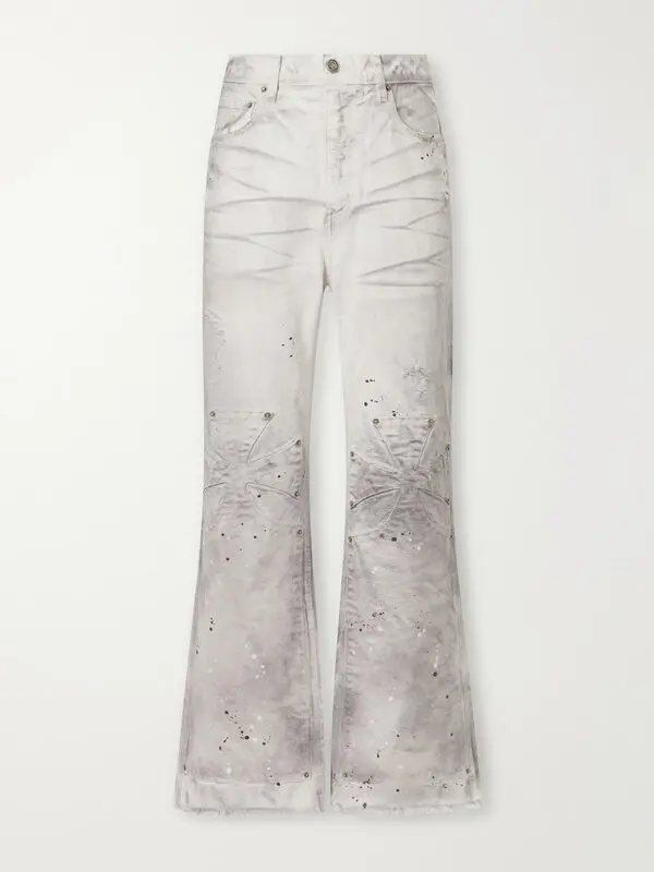 SEKRIT Chopper Carpenter Flared Paint-splattered Distressed Jeans