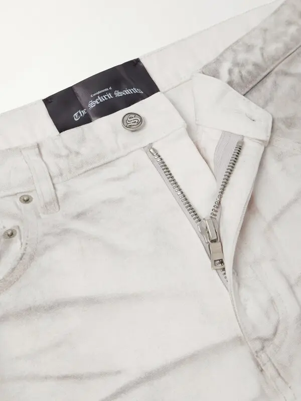 SEKRIT Chopper Carpenter Flared Paint-splattered Distressed Jeans