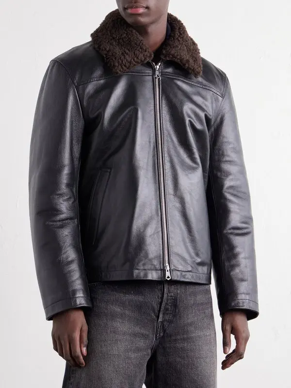 Paul Smith Shearling-trimmed Leather Jacket