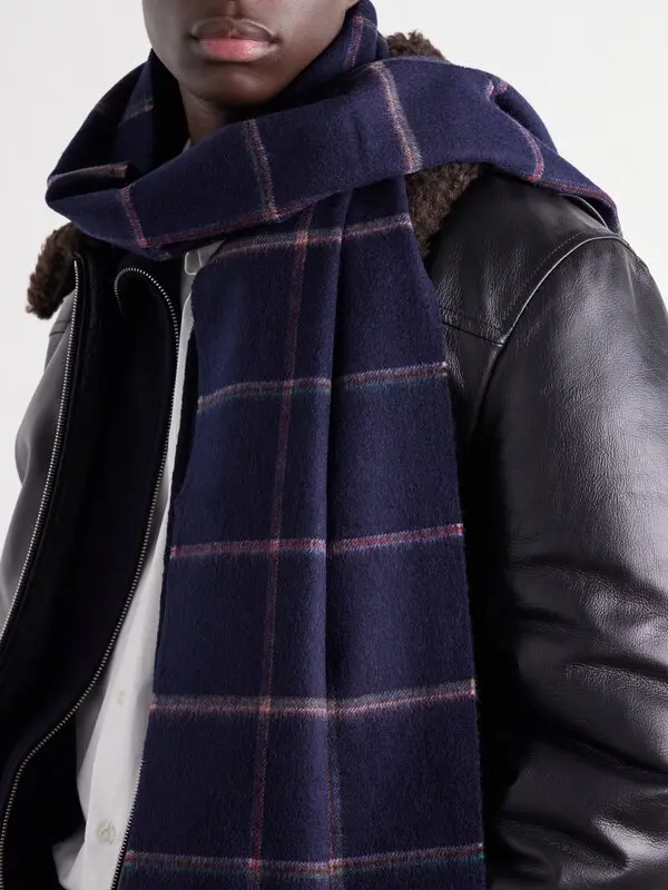 Paul Smith Checked Wool And Cashmere-blend Scarf