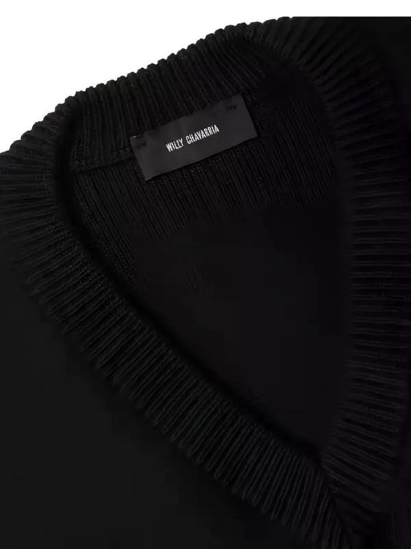 WILLY CHAVARRIA Logo-embroidered V-neck Sweater