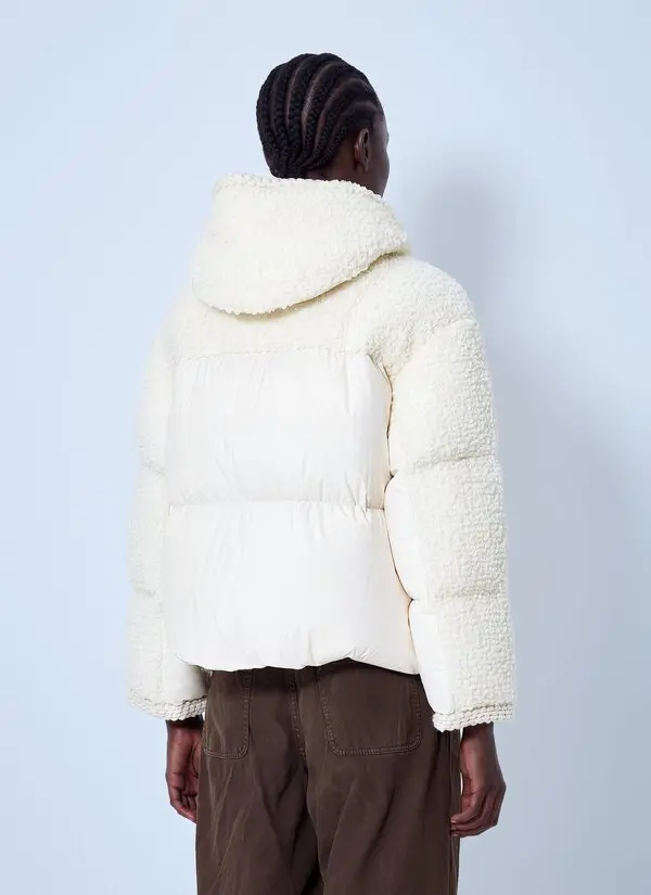 Moncler Cristallin Hooded Wool Blend Short Down Jacket