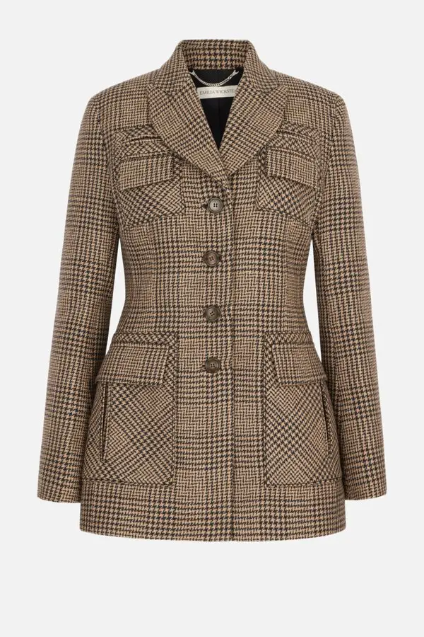 EMILIA WICKSTEAD Sorrel Jacket In Black & Prince Of Wale Check