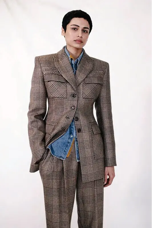 EMILIA WICKSTEAD Sorrel Jacket In Black & Prince Of Wale Check