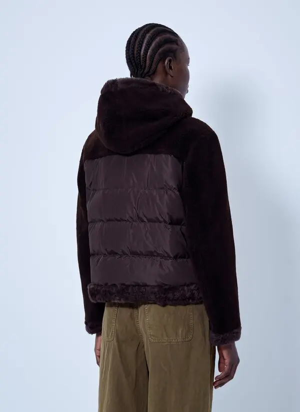 Moncler Leuctre Hooded Shearling Short Down Jacket - Multicolor